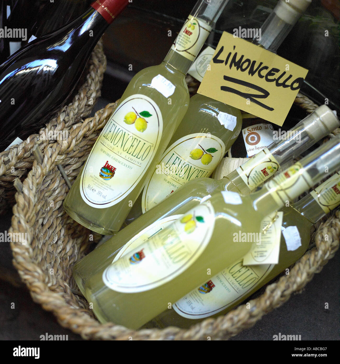Bottles of Limoncello italy Stock Photo - Alamy