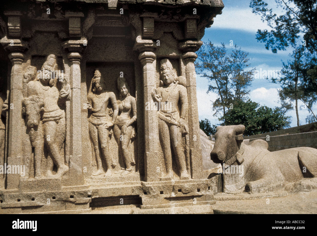Ariuna Ratha, sculptures in the east wall. Five Rathas. Mamallapuram ...