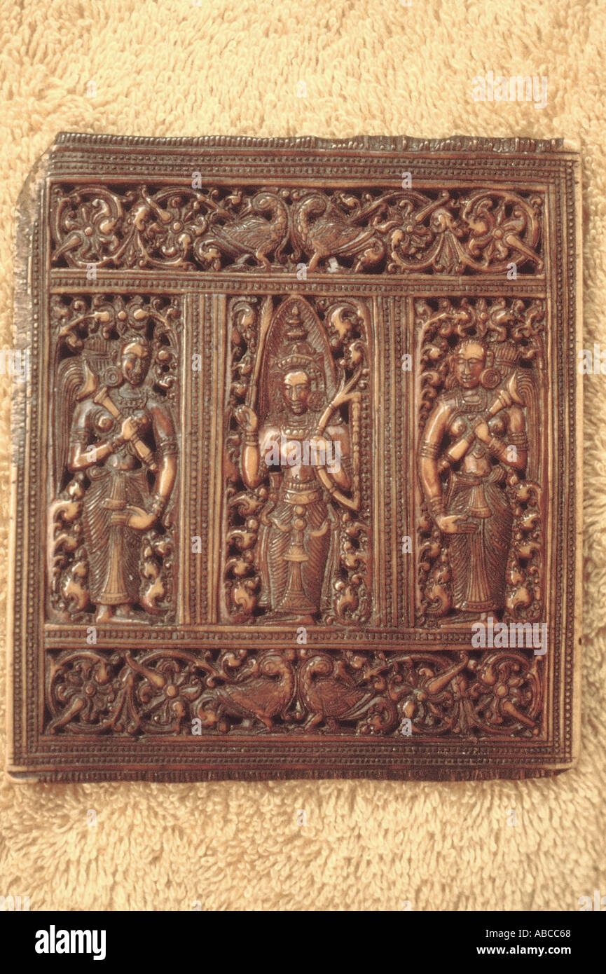 Panava Katuva Ivory comb panel Devi sitting cross legged with a dancer ...