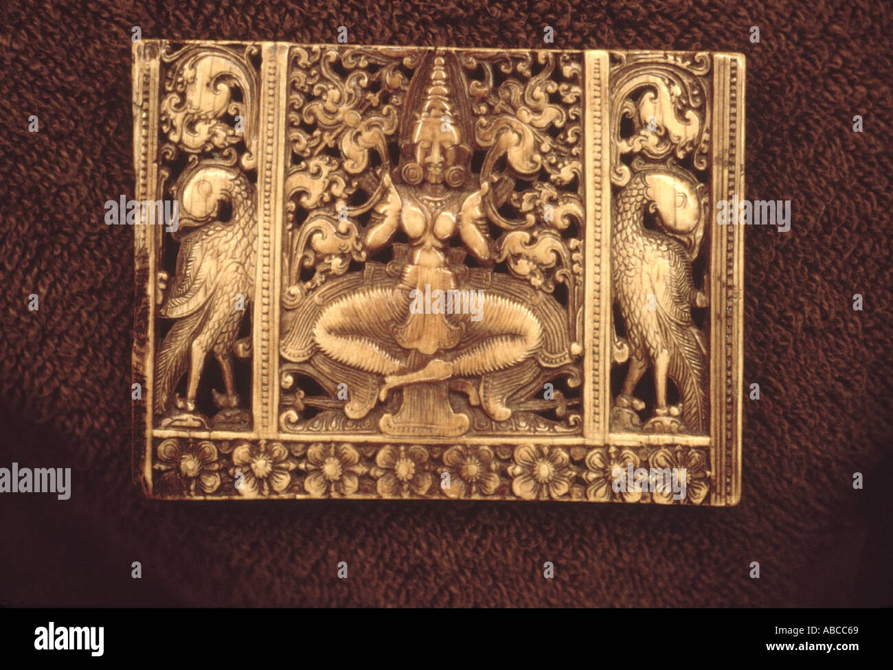 Panava katuva Ivory comb panel Devi on throne Dated 1600 A D Stock ...