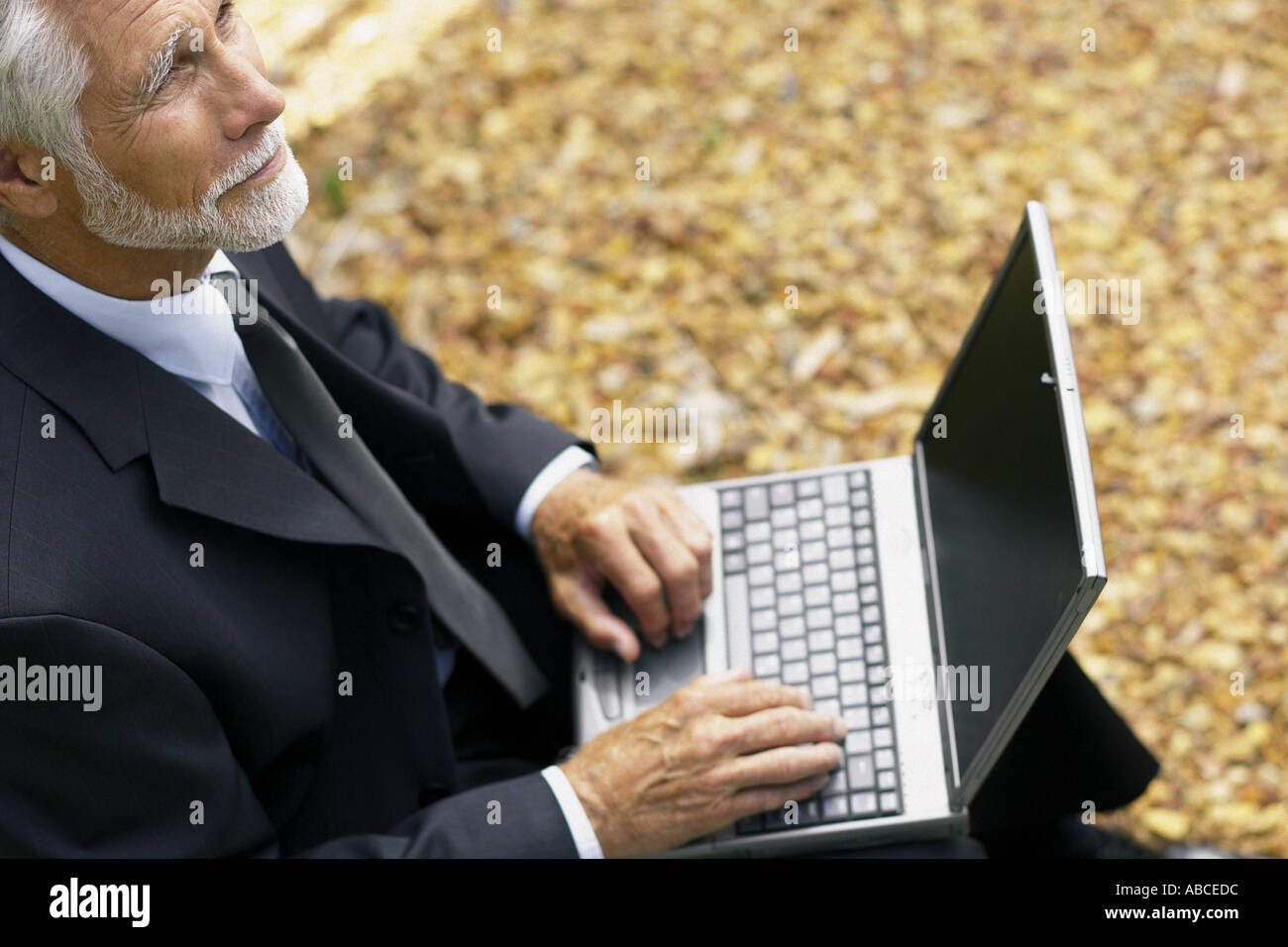 Businessman with computer Stock Photo - Alamy
