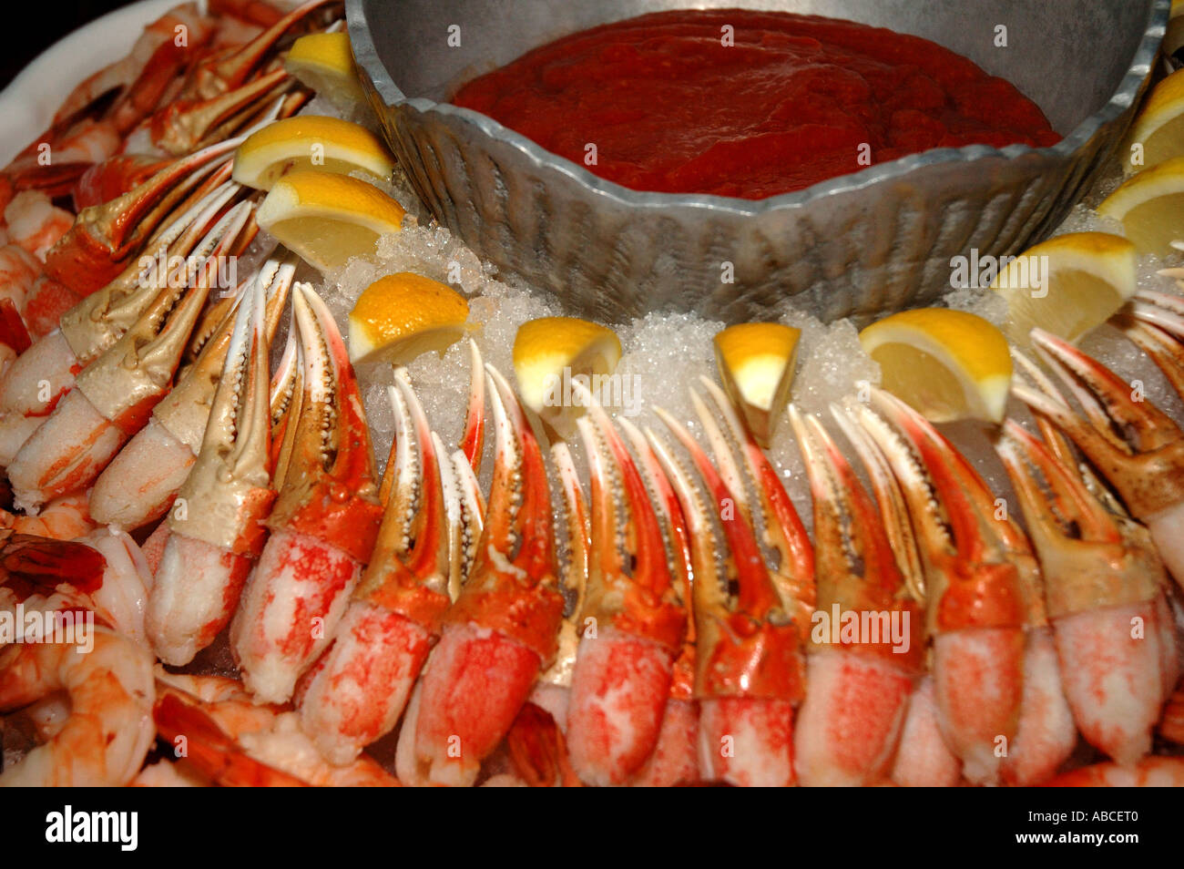 Crab claws cocktail closeup Stock Photo - Alamy