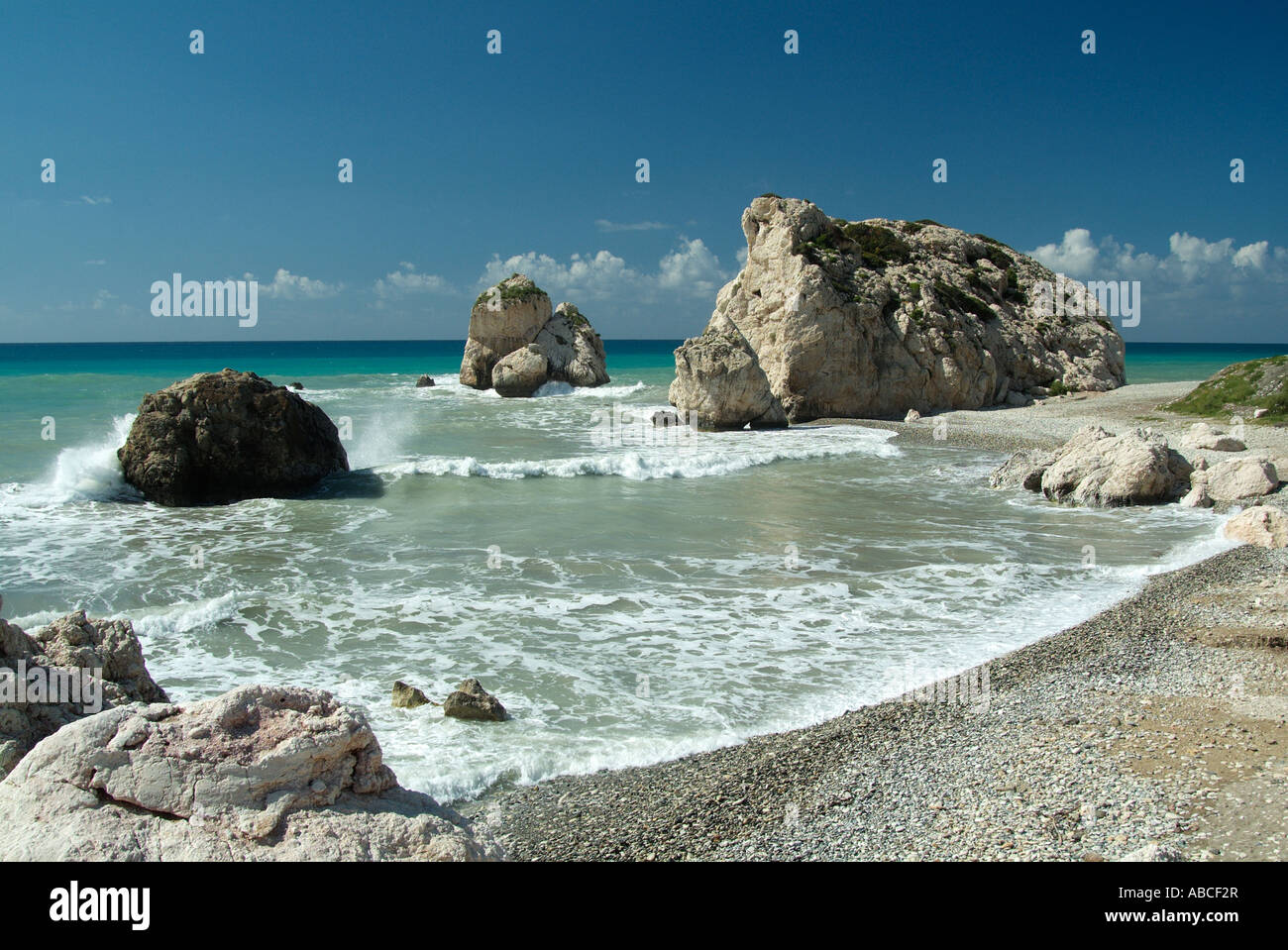 Aphrodites rock paphos pafos khrysokhou bay Cyprus Cypriot Greek Greece ...