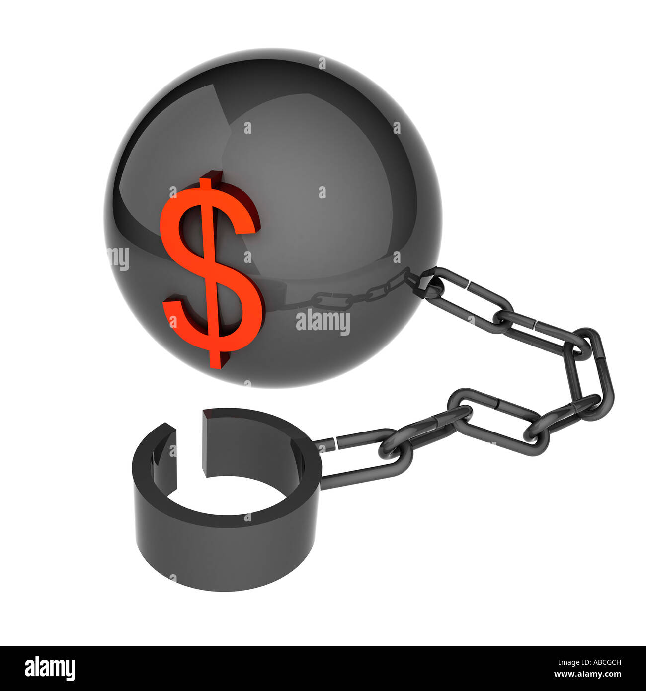 Ball and chain with dollar sign Stock Photo - Alamy
