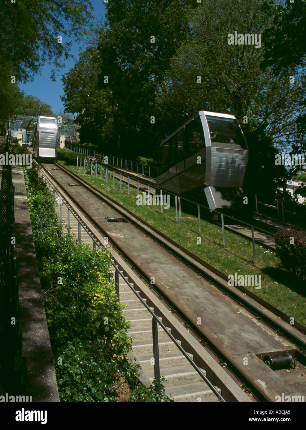 Modern funicular railway; adjacent to southern approach steps, Sacré ...