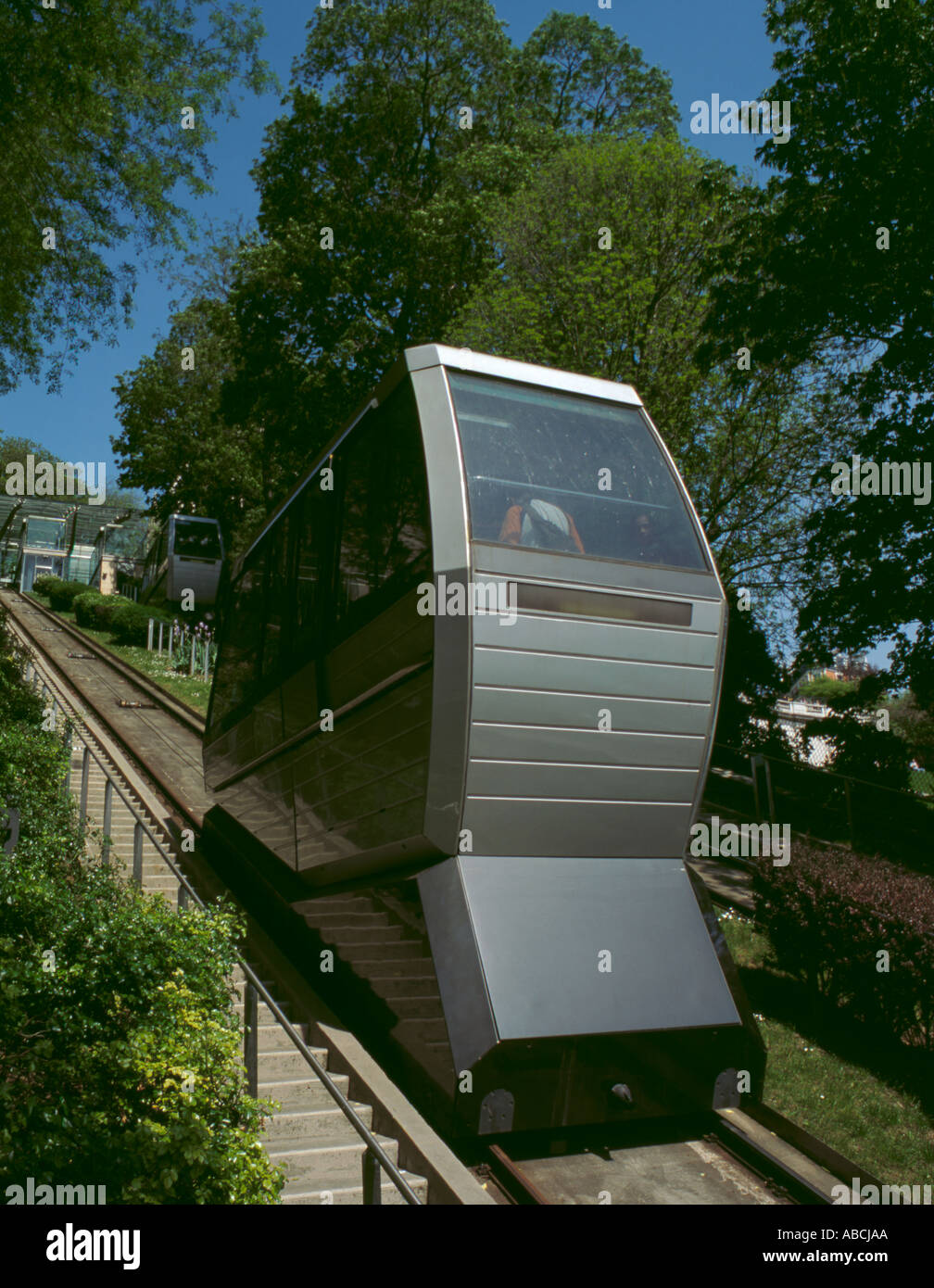 Modern funicular railway; adjacent to southern approach steps, Sacré ...