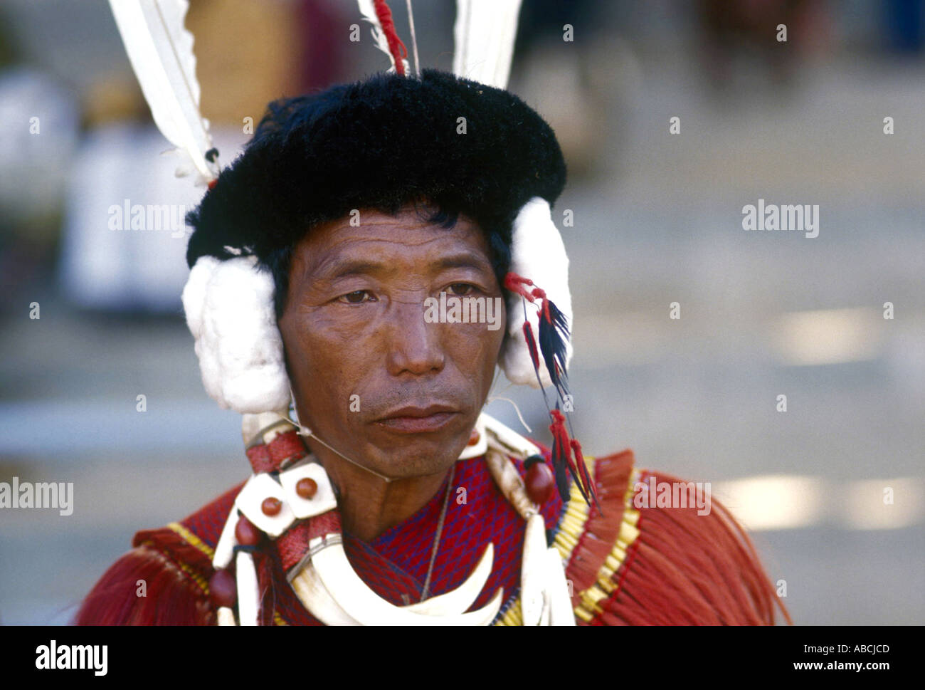 SSA70157 Young north east Indian man wearing traditional dress nagaland ...