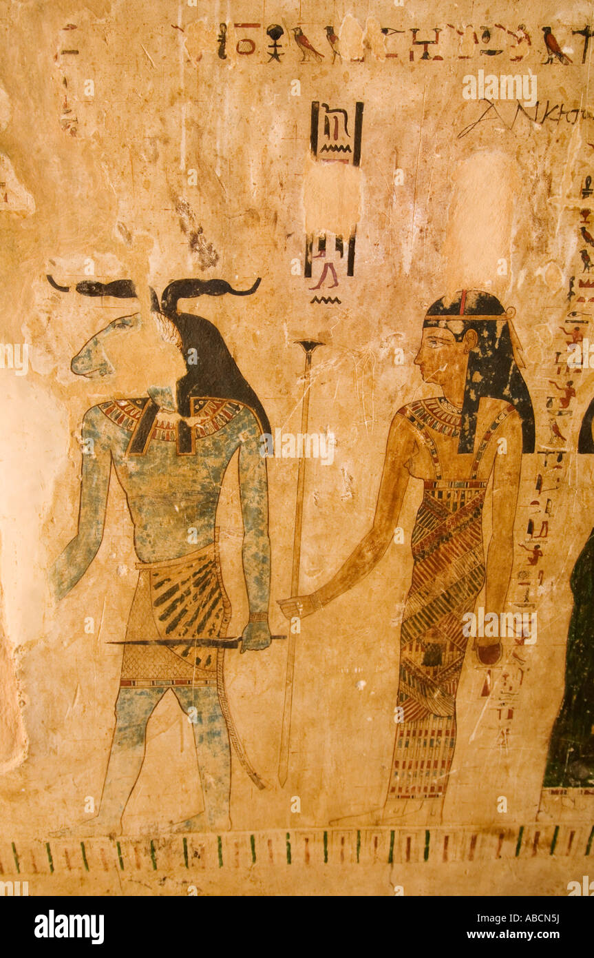 ancient painting in Tomb of Si Amun, mountain of the dead, Siwa oasis ...