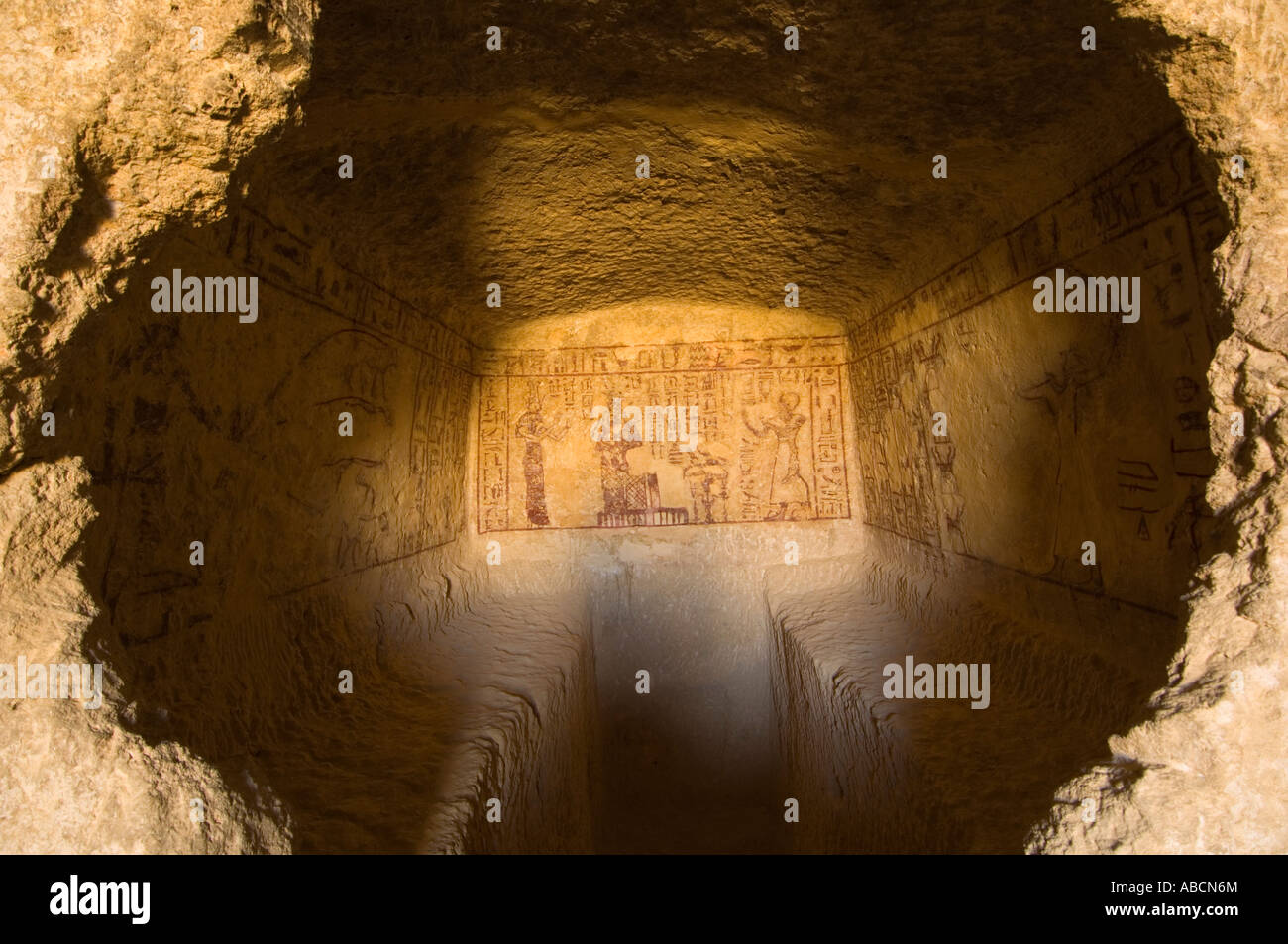 ancient painting in a tomb, mountain of the dead, Siwa oasis, the Great ...