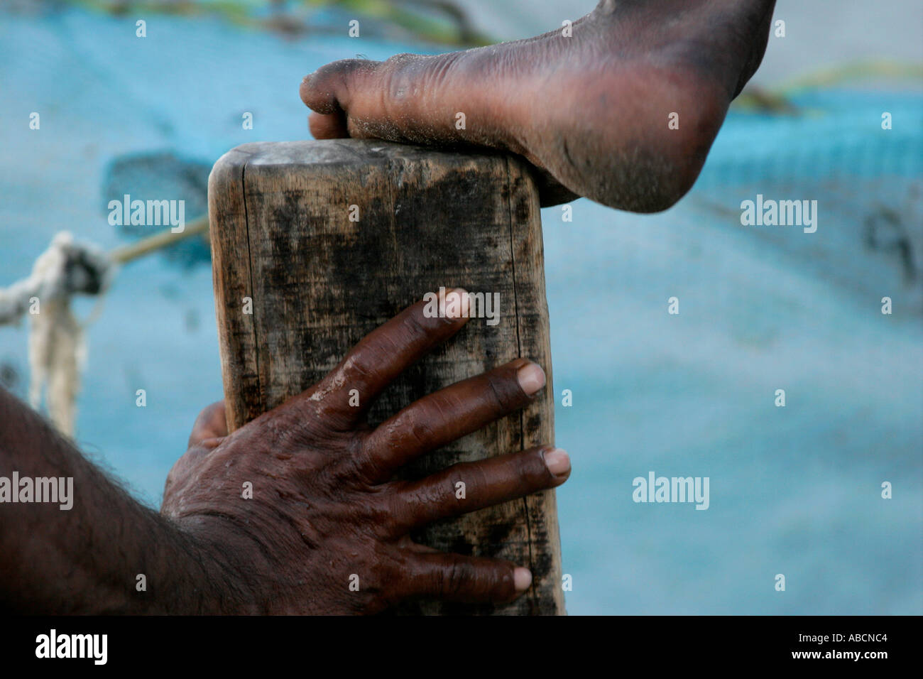 Fishermens Hand And Foot Kochi Kerala India Stock Photo - Alamy