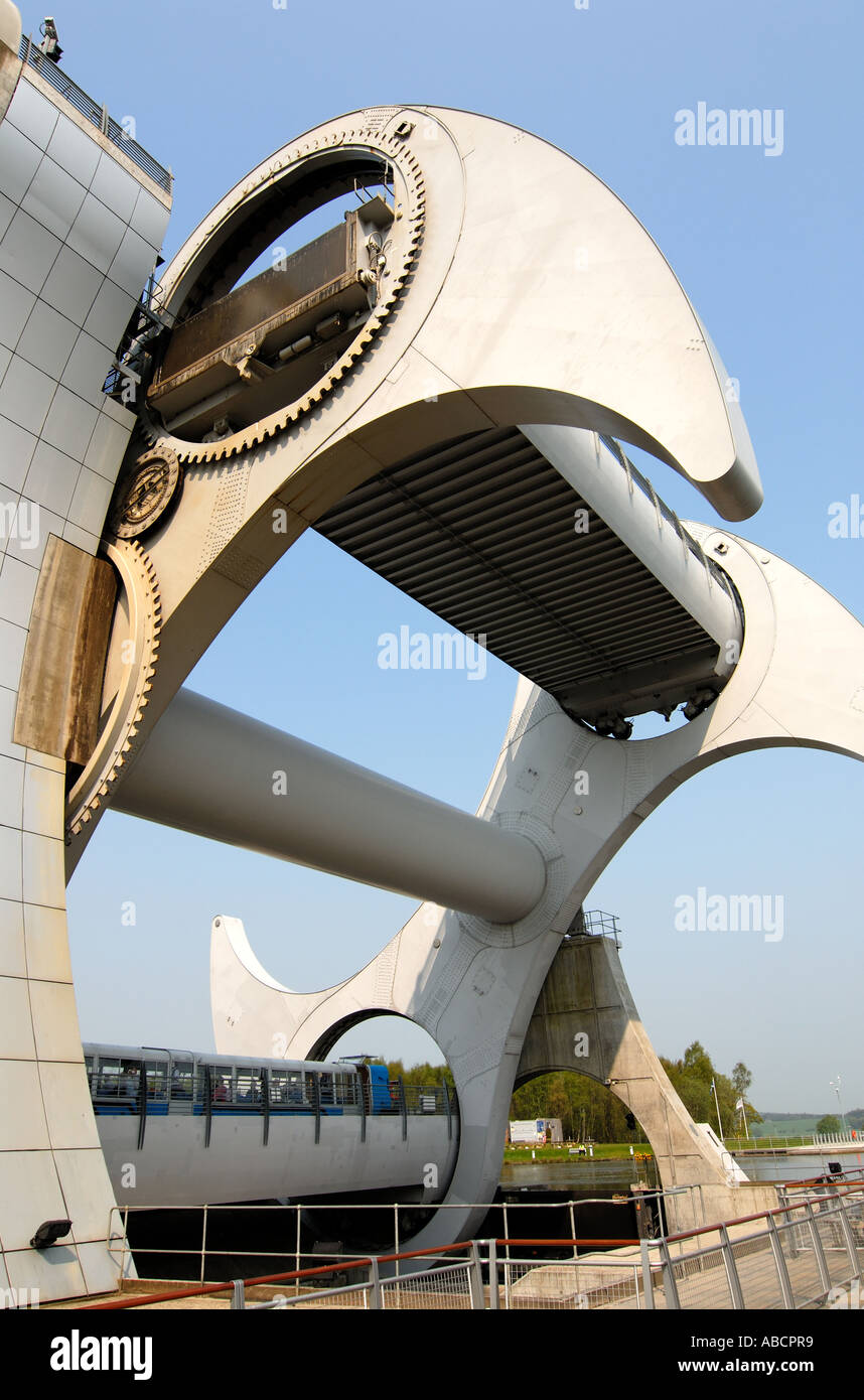 The Falkirk Wheel is the only rotating boat lift connecting two canals ...