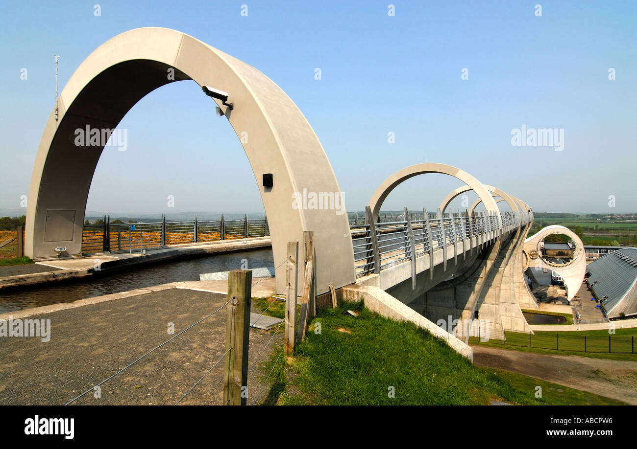 The Falkirk Wheel is the only rotating boat lift connecting two canals ...