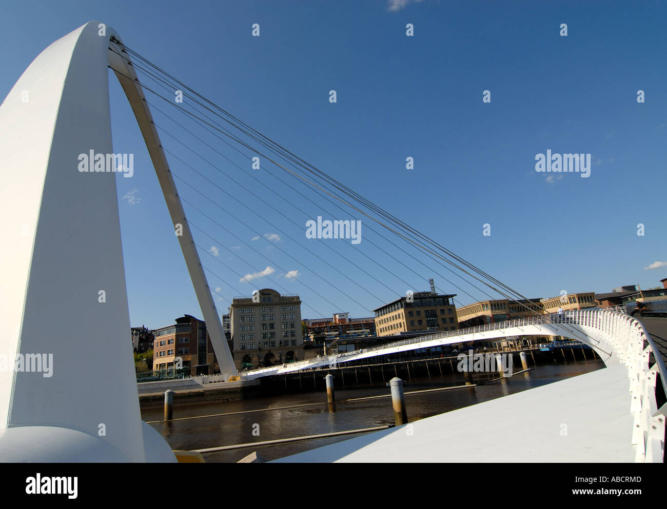 The Millennium Bridge between Gateshead and Newcastle seen against a ...