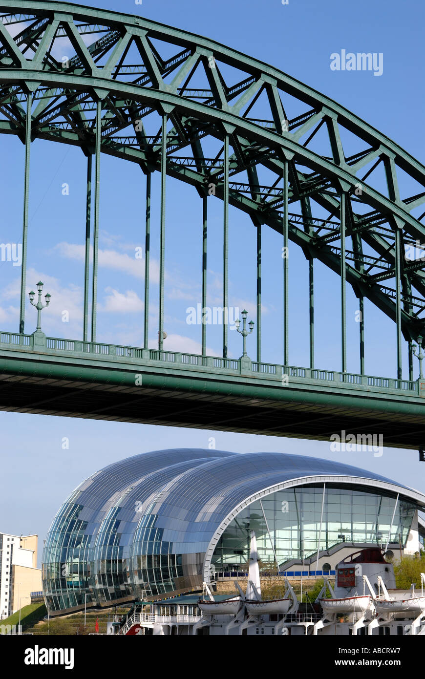 The Sage concert hall in Gateshead and the Tyne Bridge seen from the ...