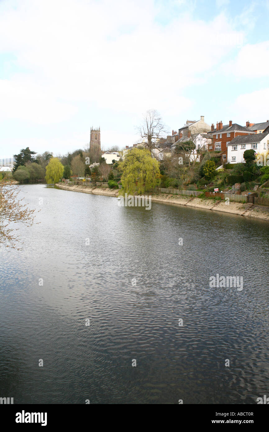 Tiverton and the River Exe, Devon, England Stock Photo - Alamy