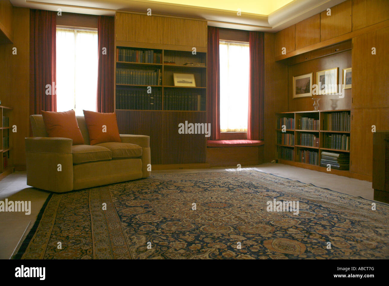 Stephen Courtauld's Library at Eltham Palace, London Stock Photo - Alamy