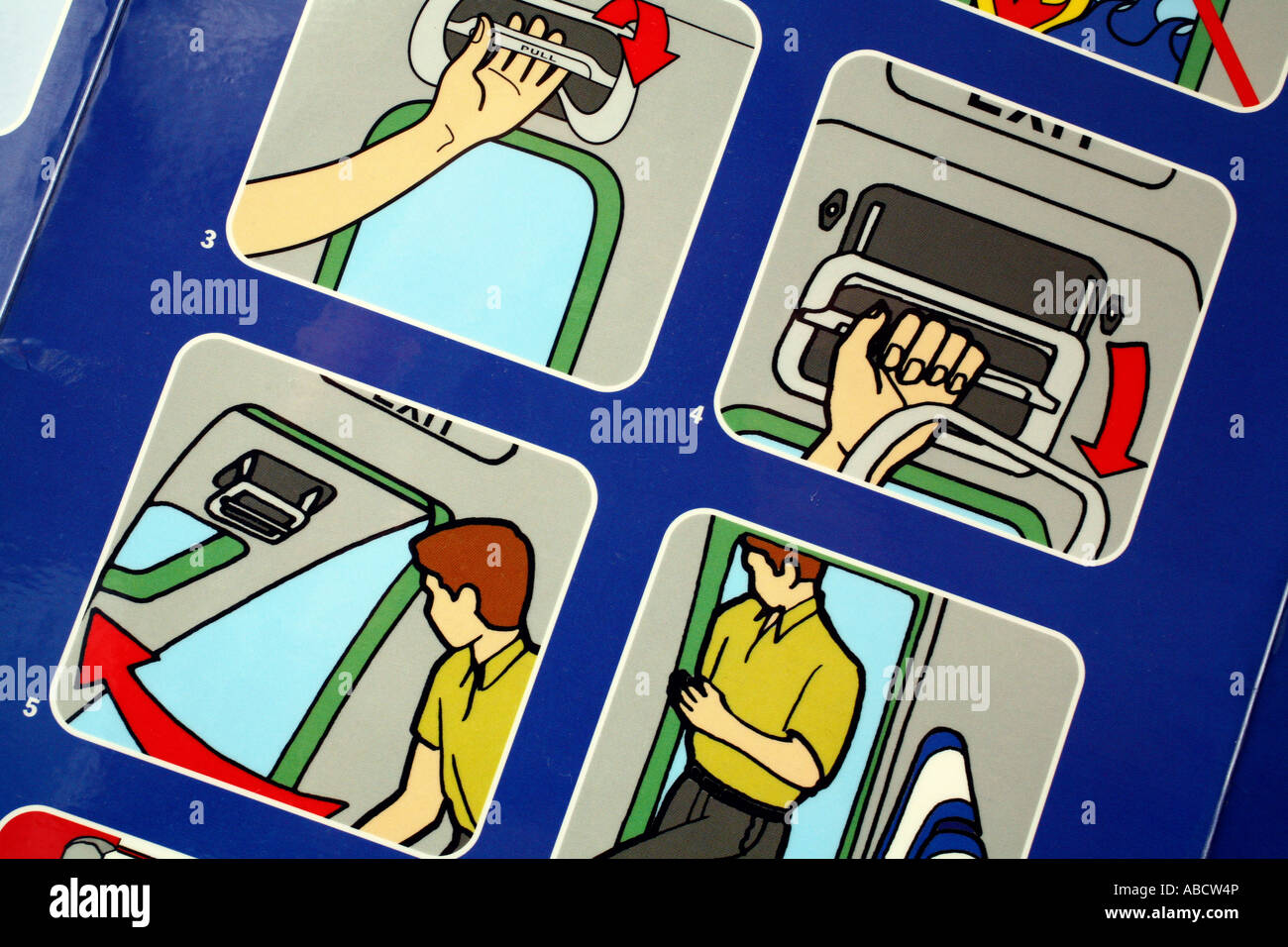 Airplane emergency exit card hi-res stock photography and images - Alamy