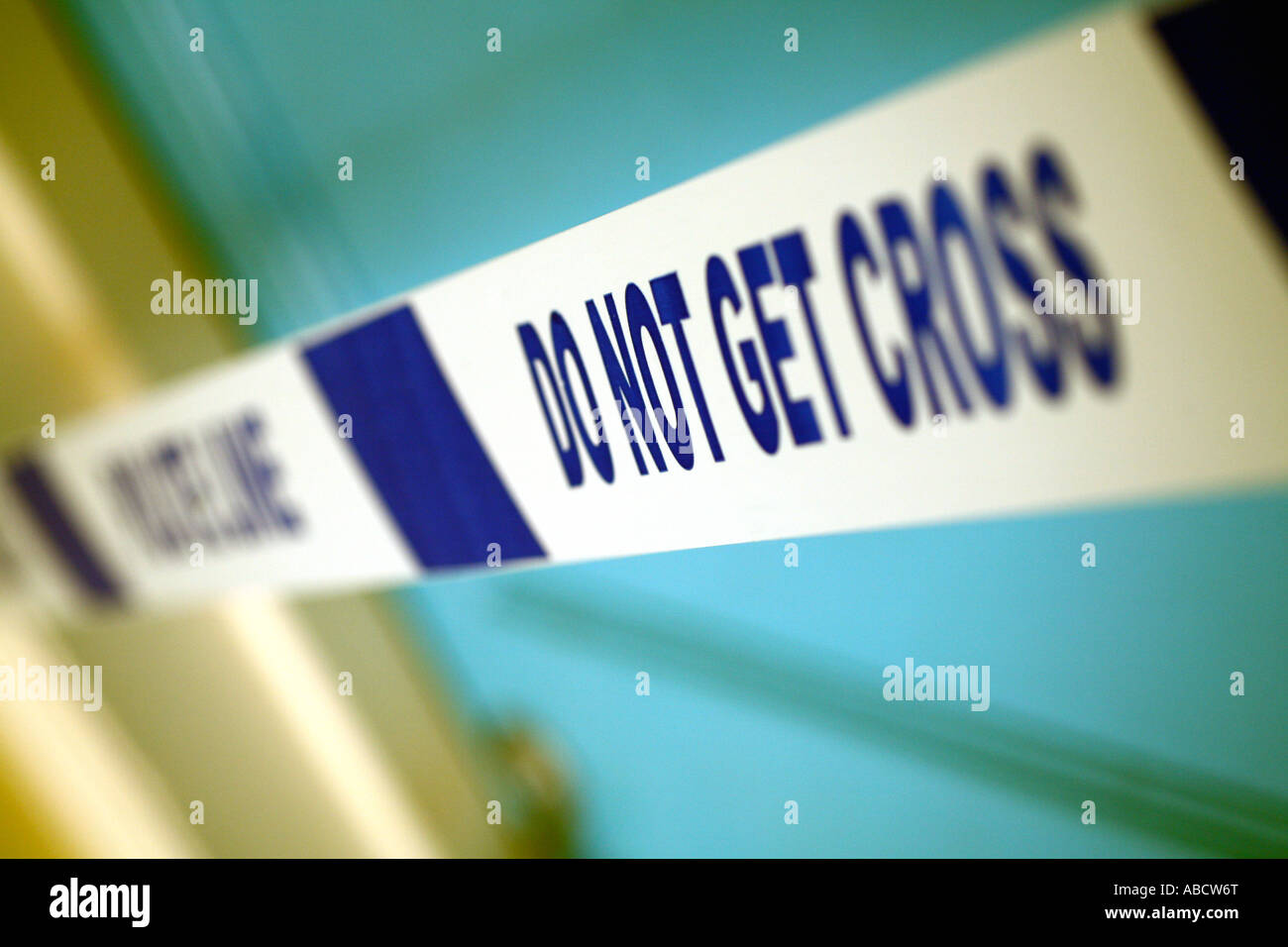 Banksy designed Polite Line Do Not Get Cross crime scene tape across ...