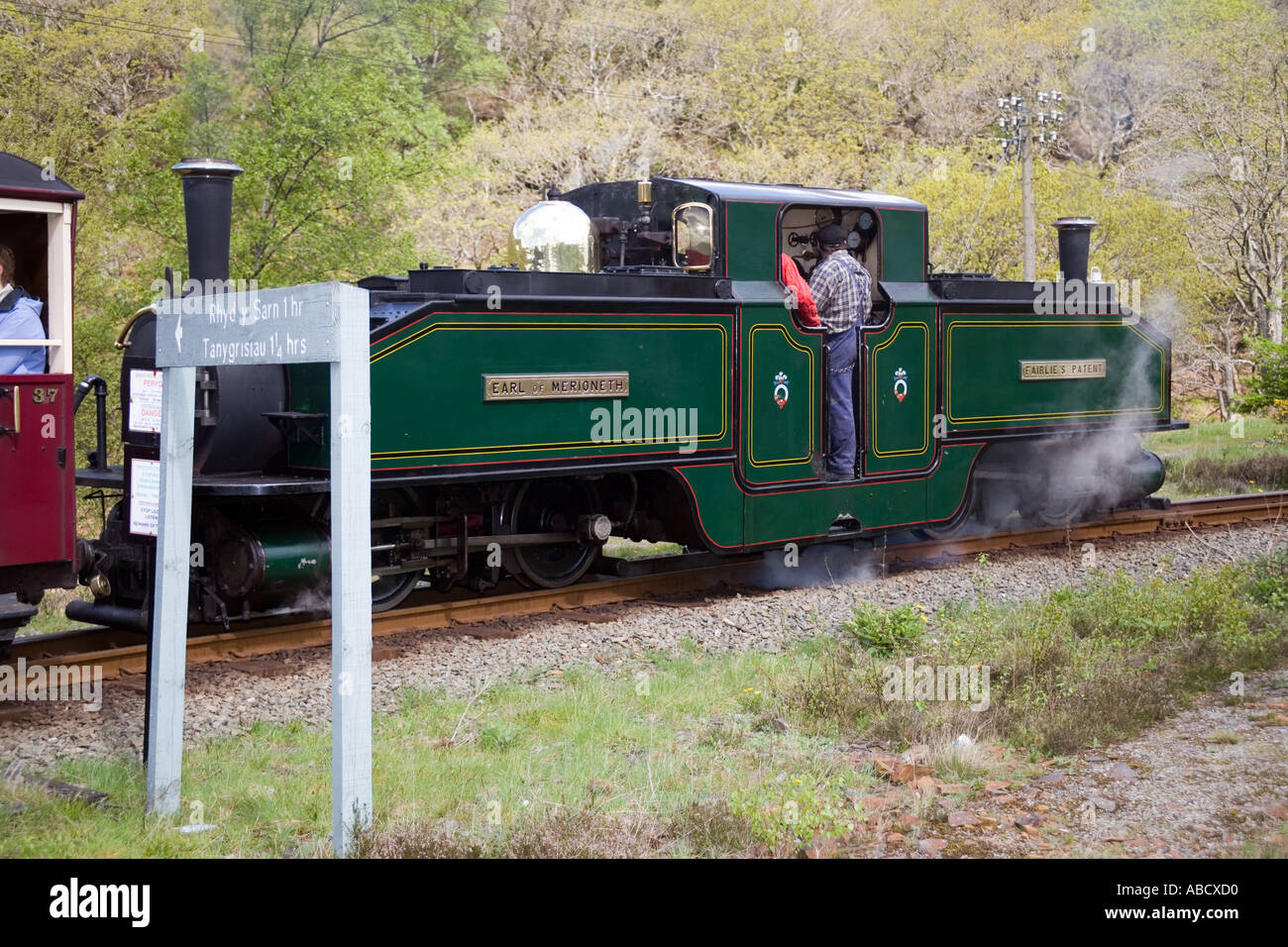 Narrow gauge steam train called the Earl of Merioneth in North Wales ...
