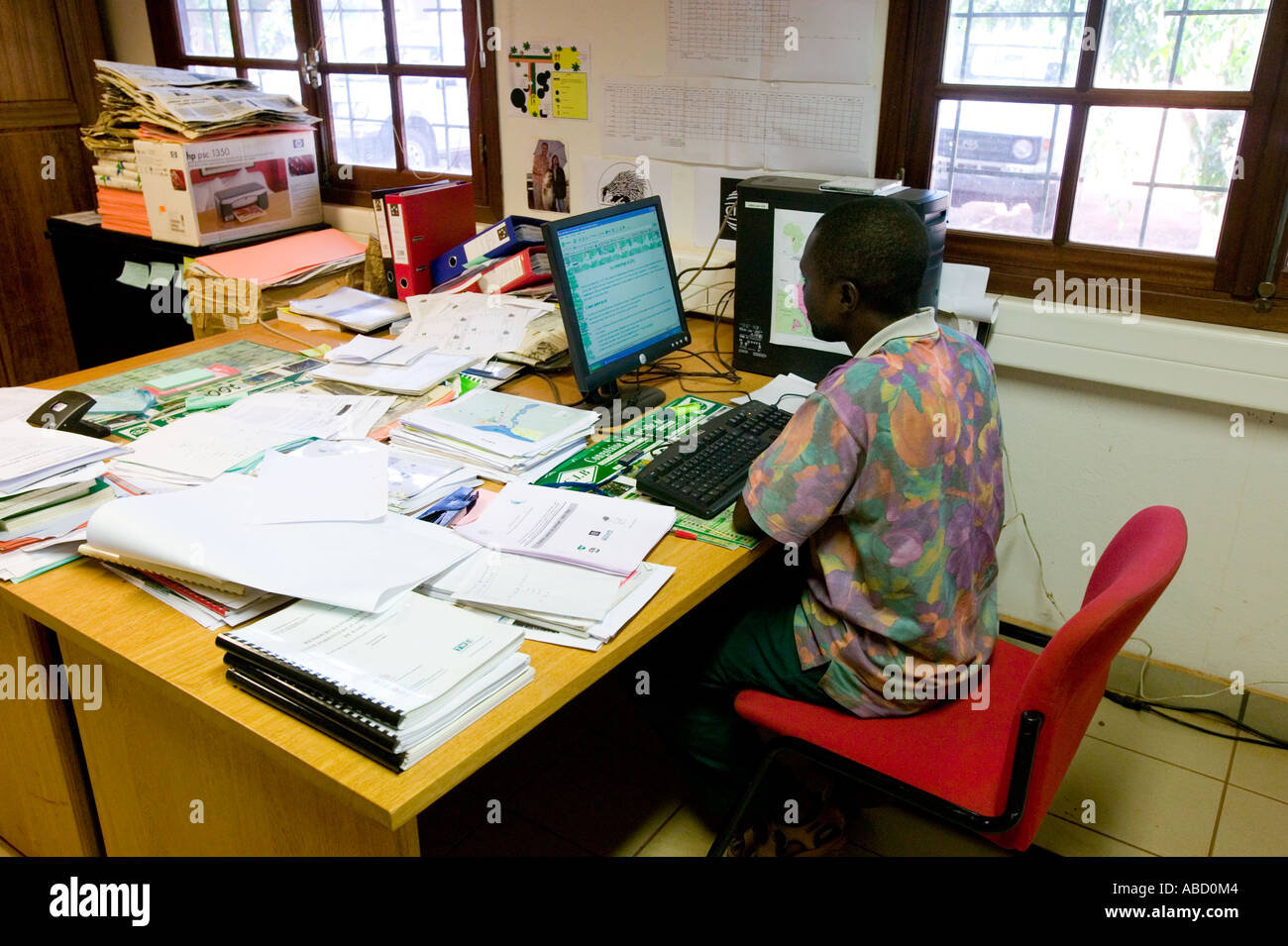 Office worker at saw mill in the Republic of Congo Stock Photo - Alamy