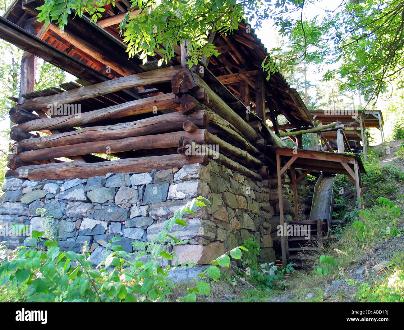 Old sawing mill like it was once in Norway, Norwegian folk museum, Oslo ...