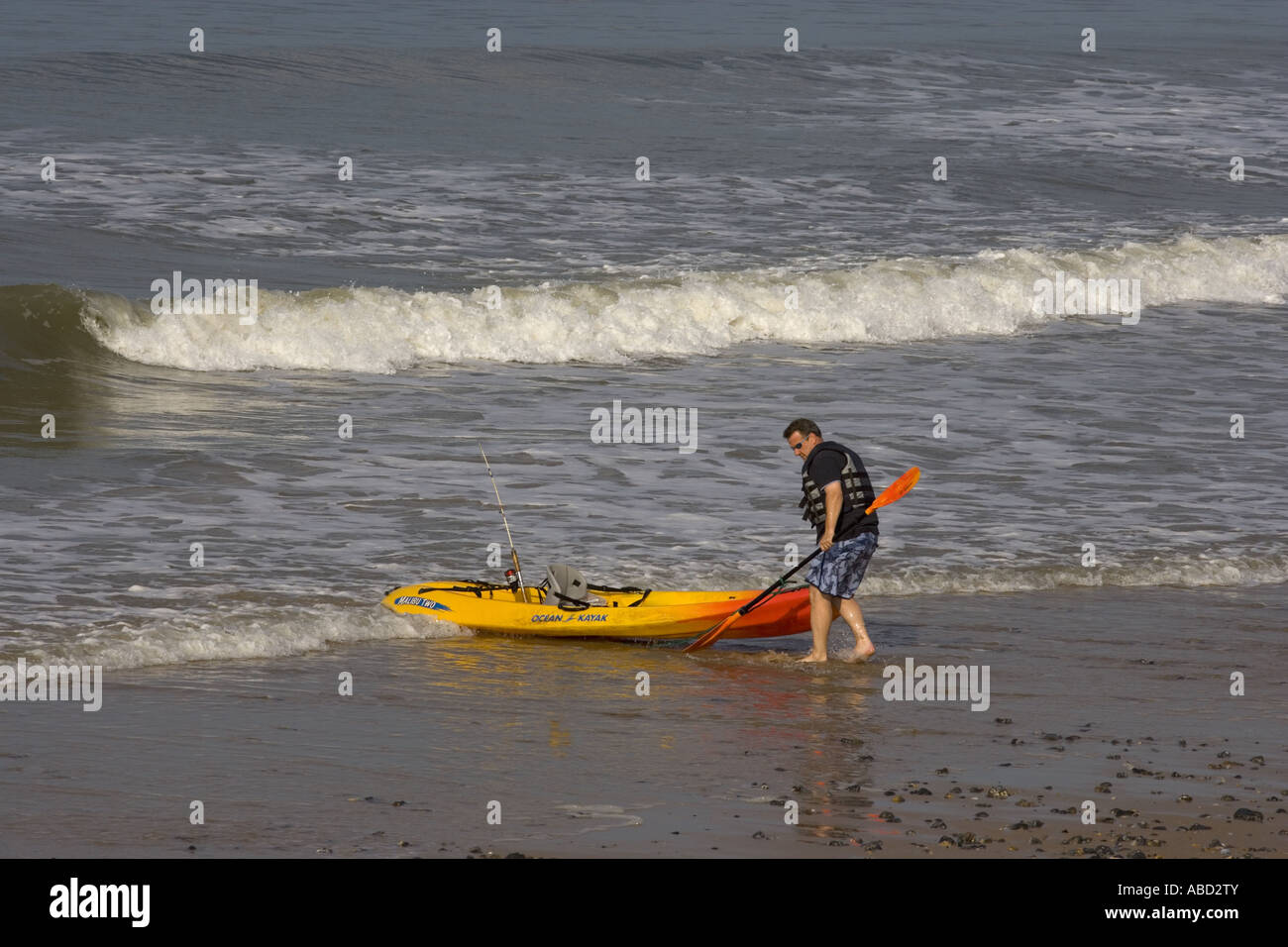 Kayak Fishing Overstrand Norfolk July Stock Photo - Alamy