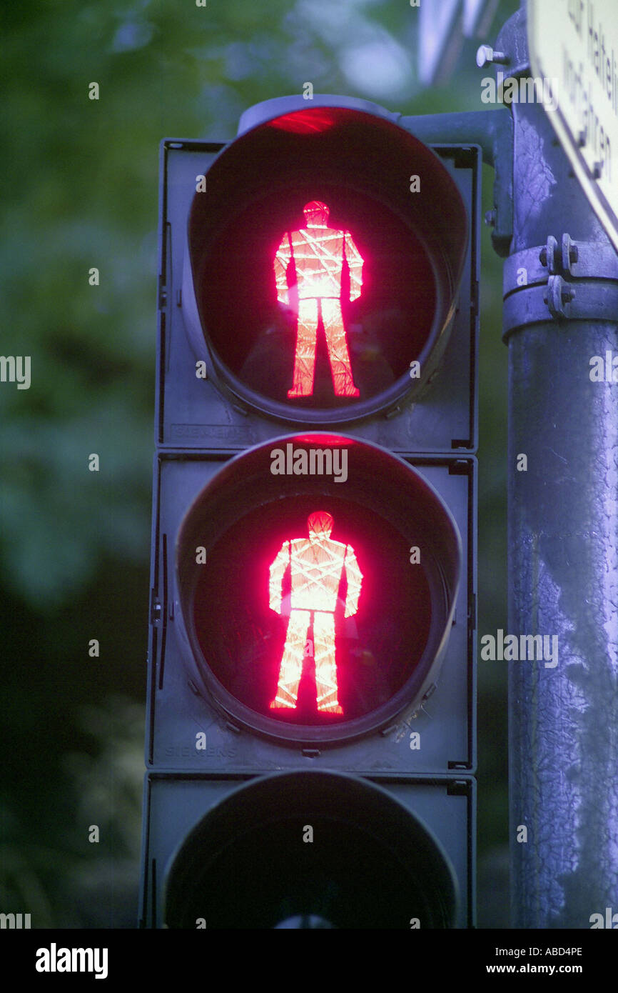 Pedestrian traffic light shows red light Stock Photo - Alamy