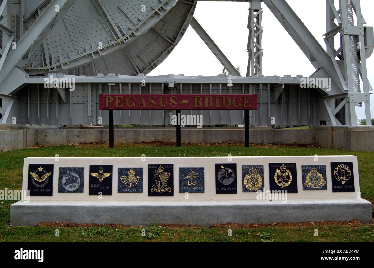 Original Pegasus Bridge with memorial plaques at Ranville Benouville ...