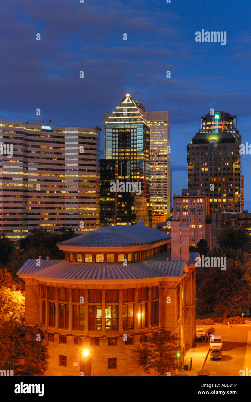 Blue Hour On McGil Campus and downtown Montreal - vertical Stock Photo ...