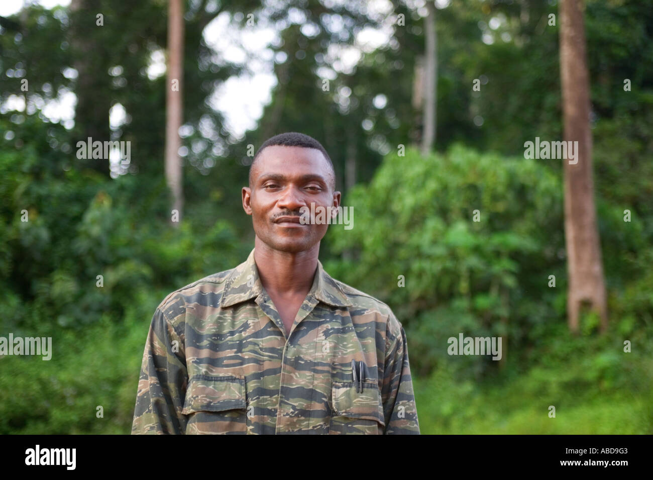 An ecoguard on a forestry concession in the Republic of Congo Stock ...