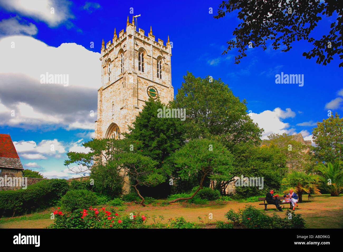 The Tower and gardens at Christchurch Priory, Dorset, England, Great ...