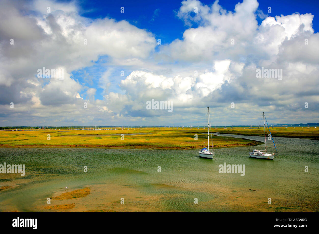 Sailboats in the Keyhaven Marshes, Hurst Point, Hurst Castle, the ...