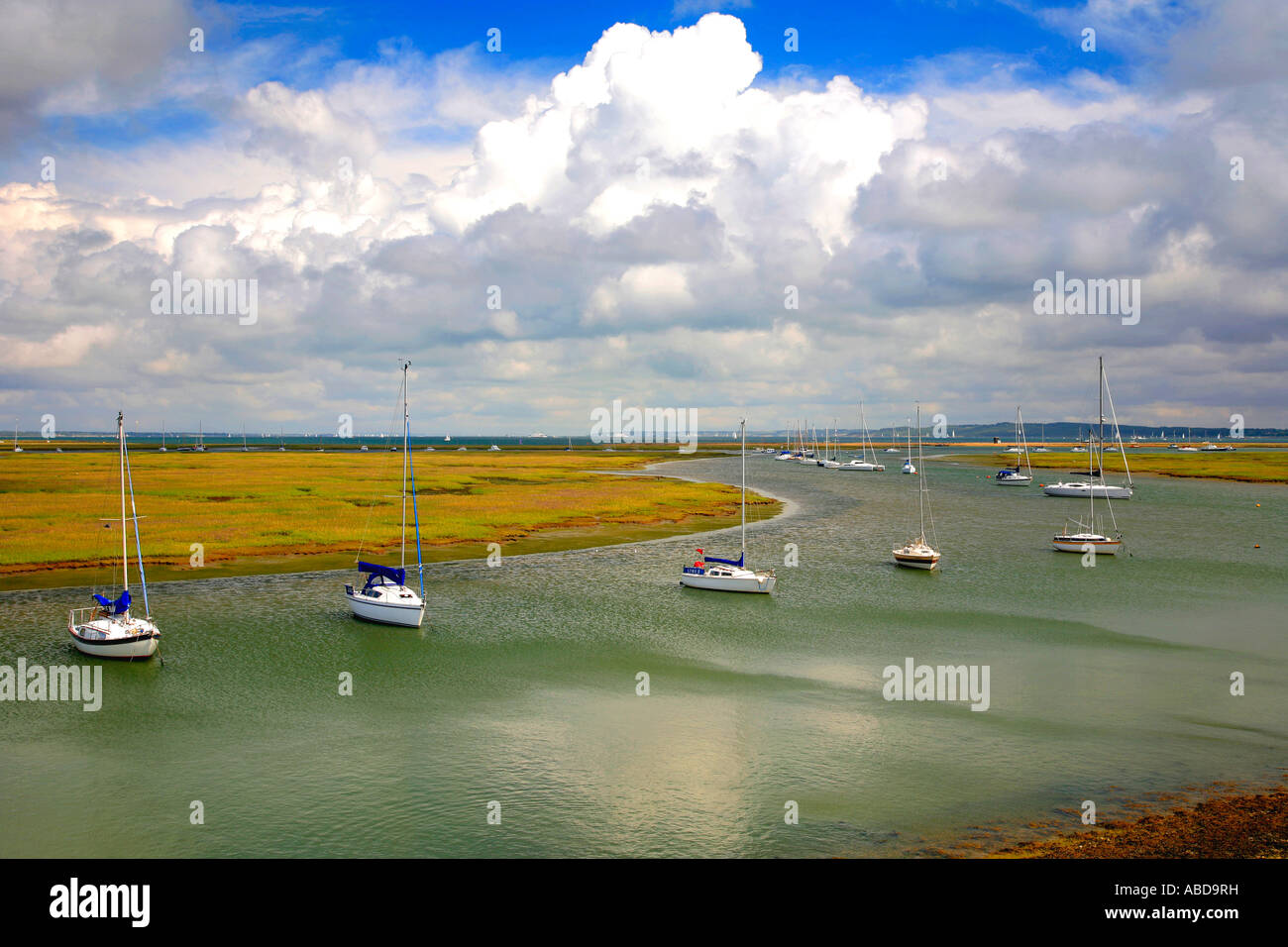 Sailboats in the Keyhaven Marshes, Hurst Point, Hurst Castle, the ...