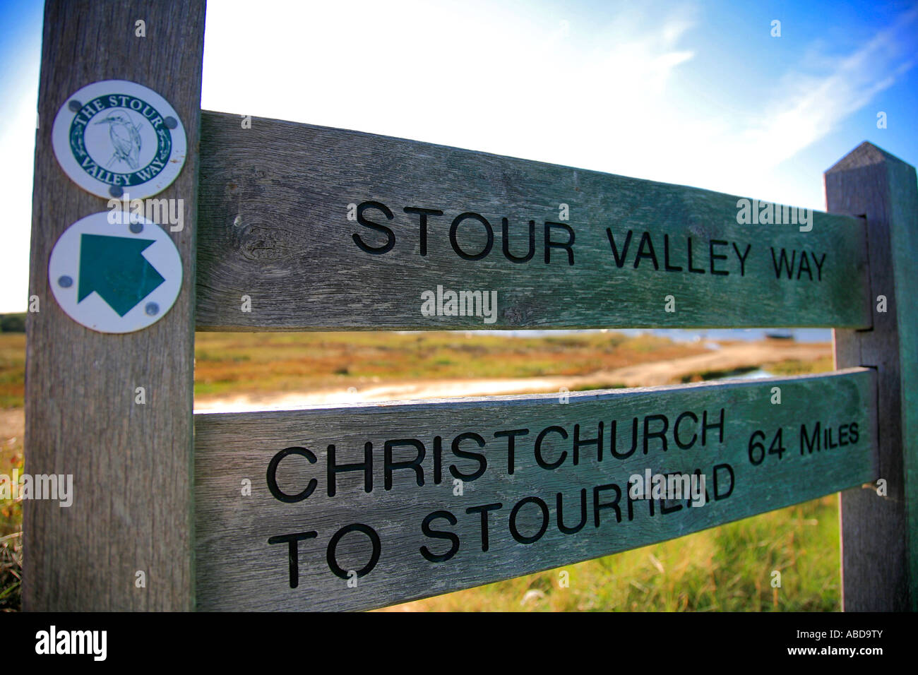 Footpath marker Stour Valley Way footpath sign Christchurch Hampshire ...