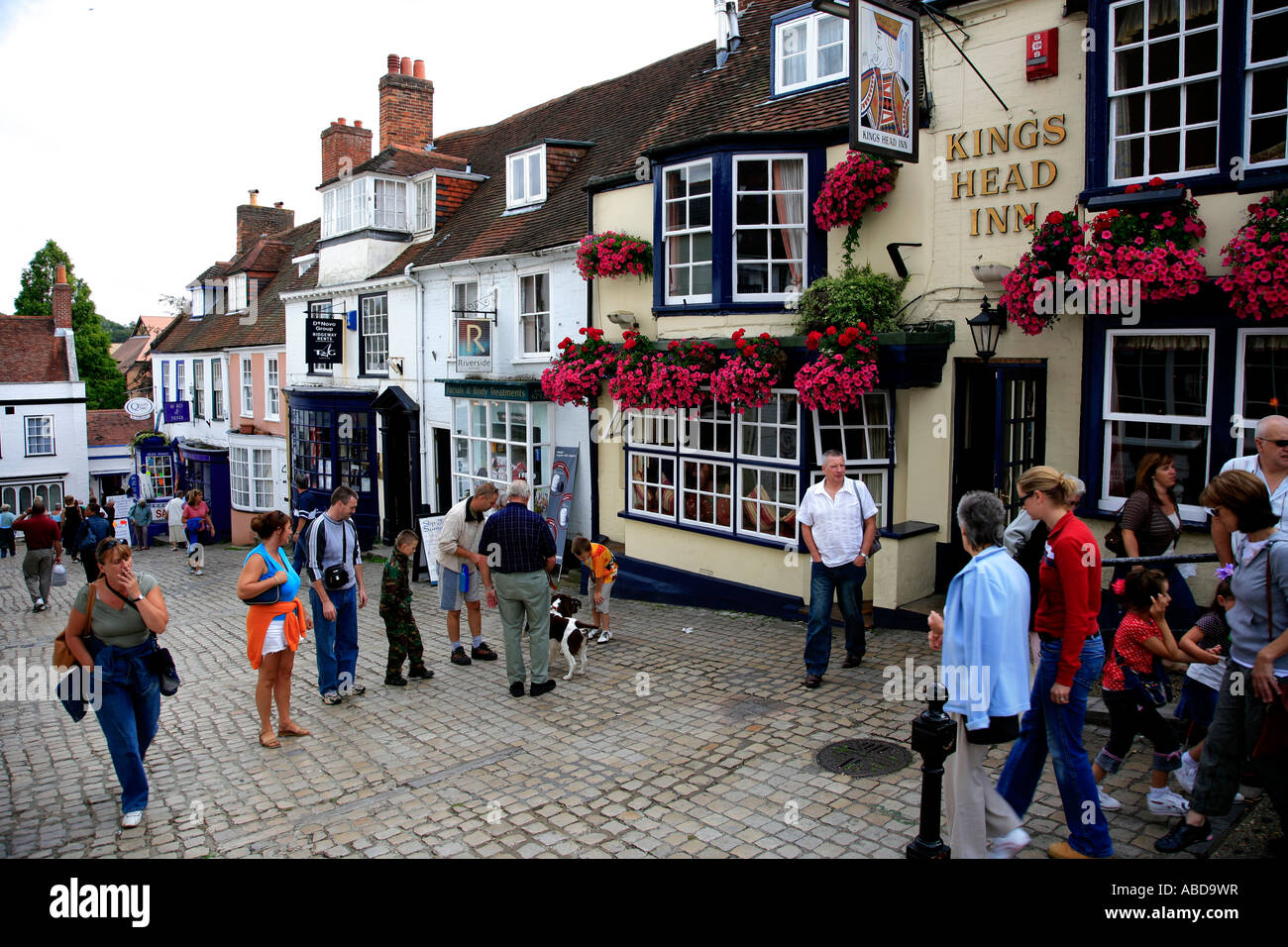 People shopping in Quay Hill Lymington town Hampshire England Britain ...