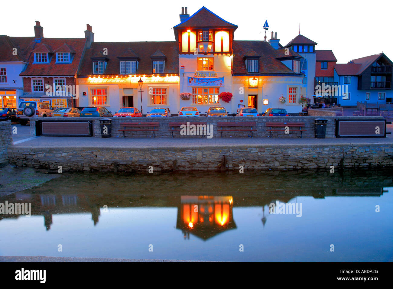 Dusk in the Harbour, Lymington river, Hampshire England Britain UK ...