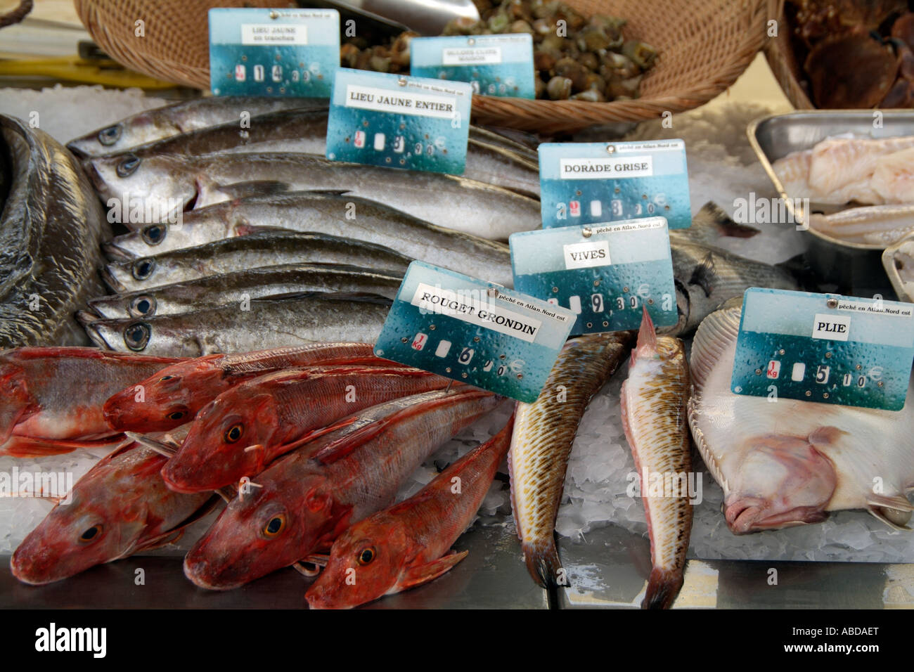 Fish market at Port en Bassin near Bayeux Normandy northern France ...
