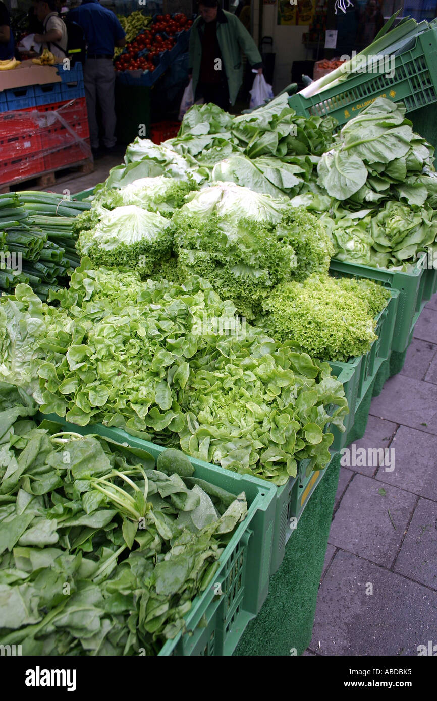 Lettuce on market stand Stock Photo - Alamy