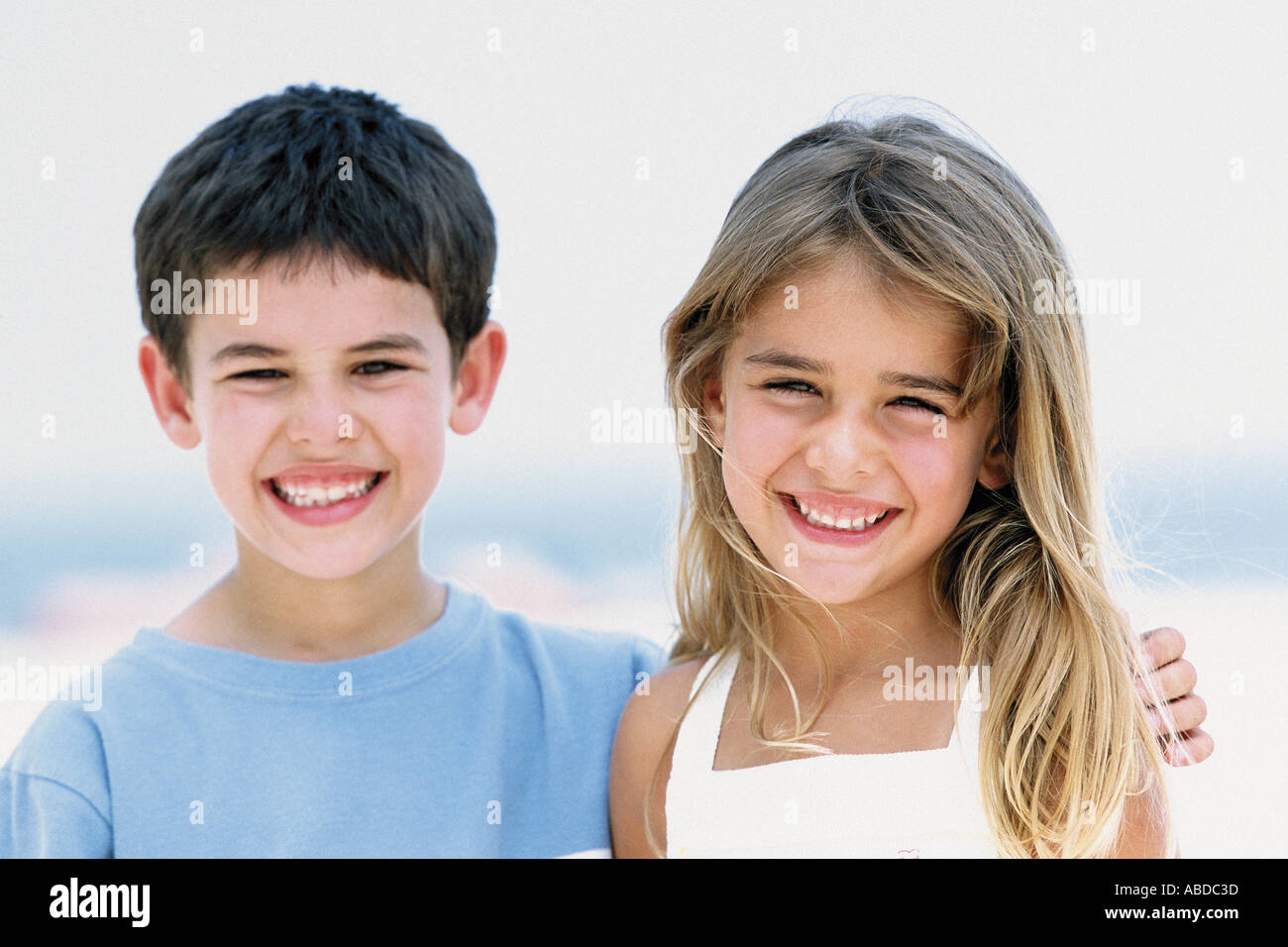 Portrait of boy and girl Stock Photo - Alamy