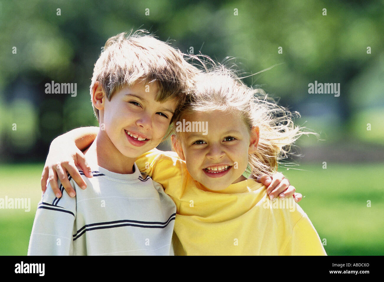 Portrait of boy and girl Stock Photo - Alamy