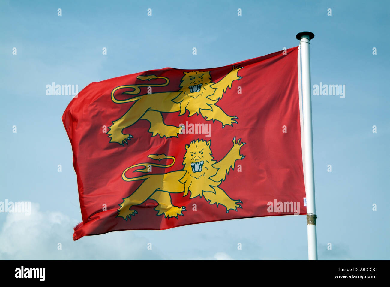 Flag of Normandy France Showing two leopards Stock Photo - Alamy