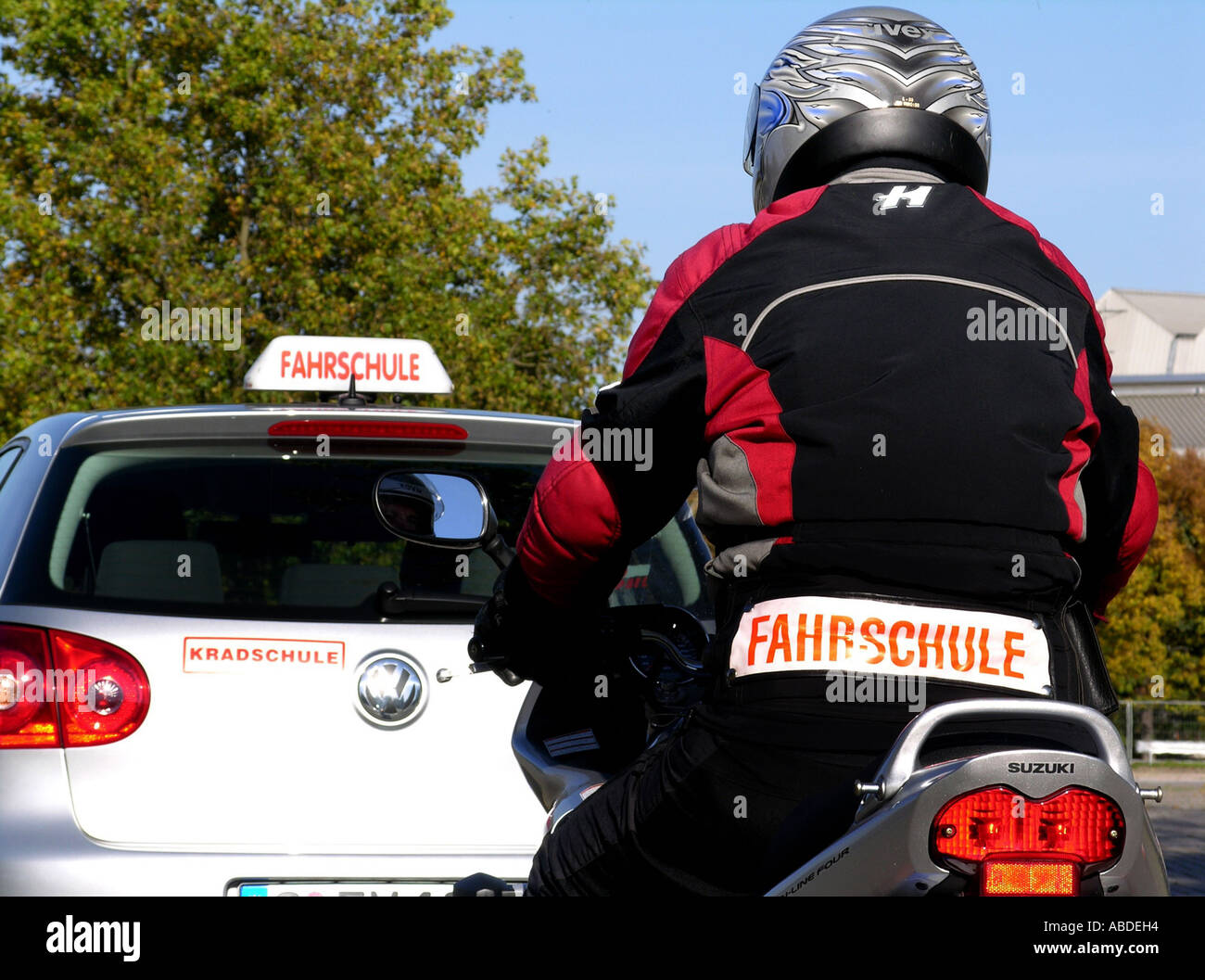 Driving school - motorcycle training Stock Photo - Alamy