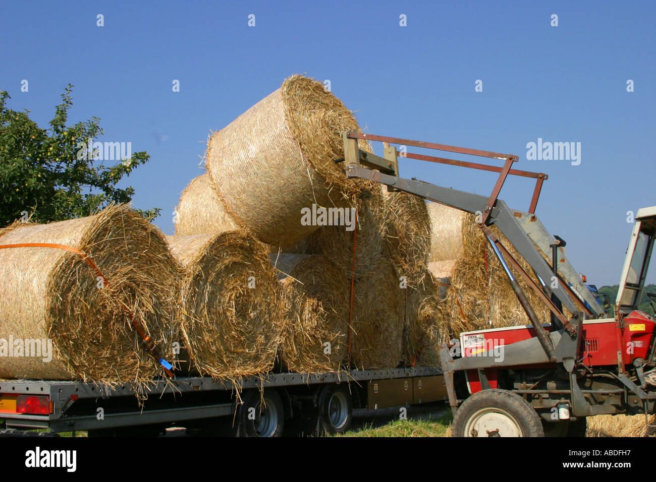 loading bales of straw Stock Photo - Alamy