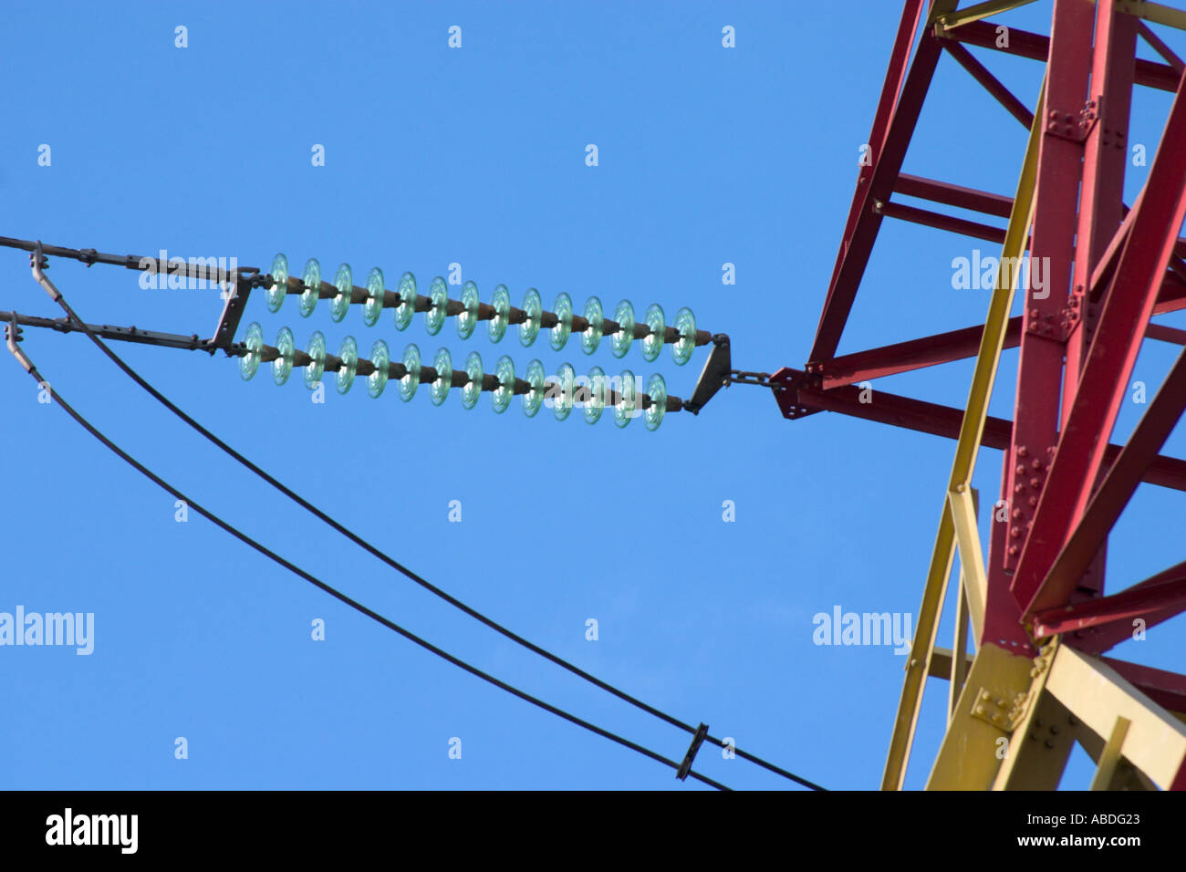 electricity power transmission tower detail close up of insulator Stock ...
