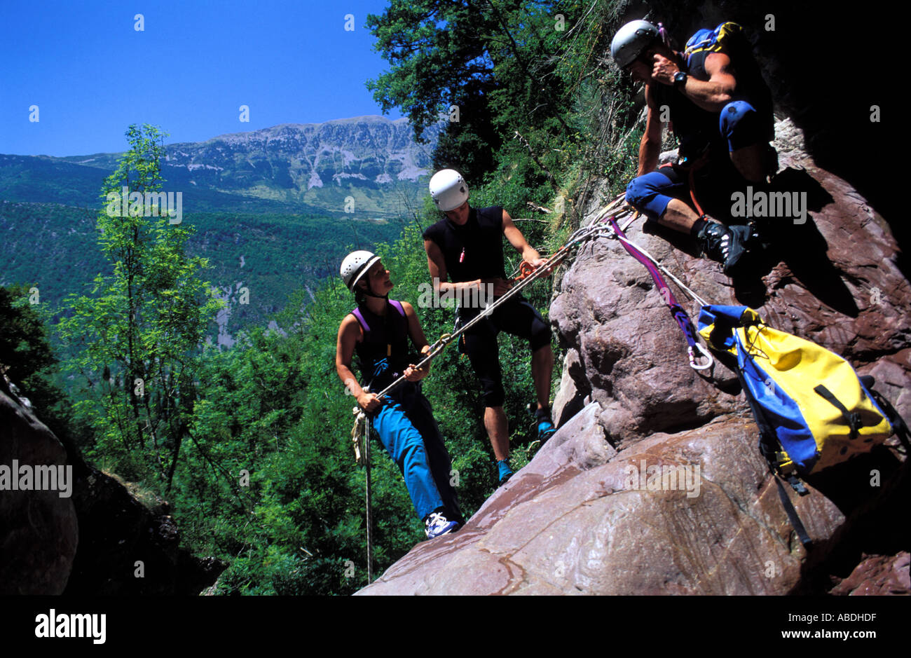 canyoning in the pyrenees canyon gordo liri Marieke ready for abseiling ...