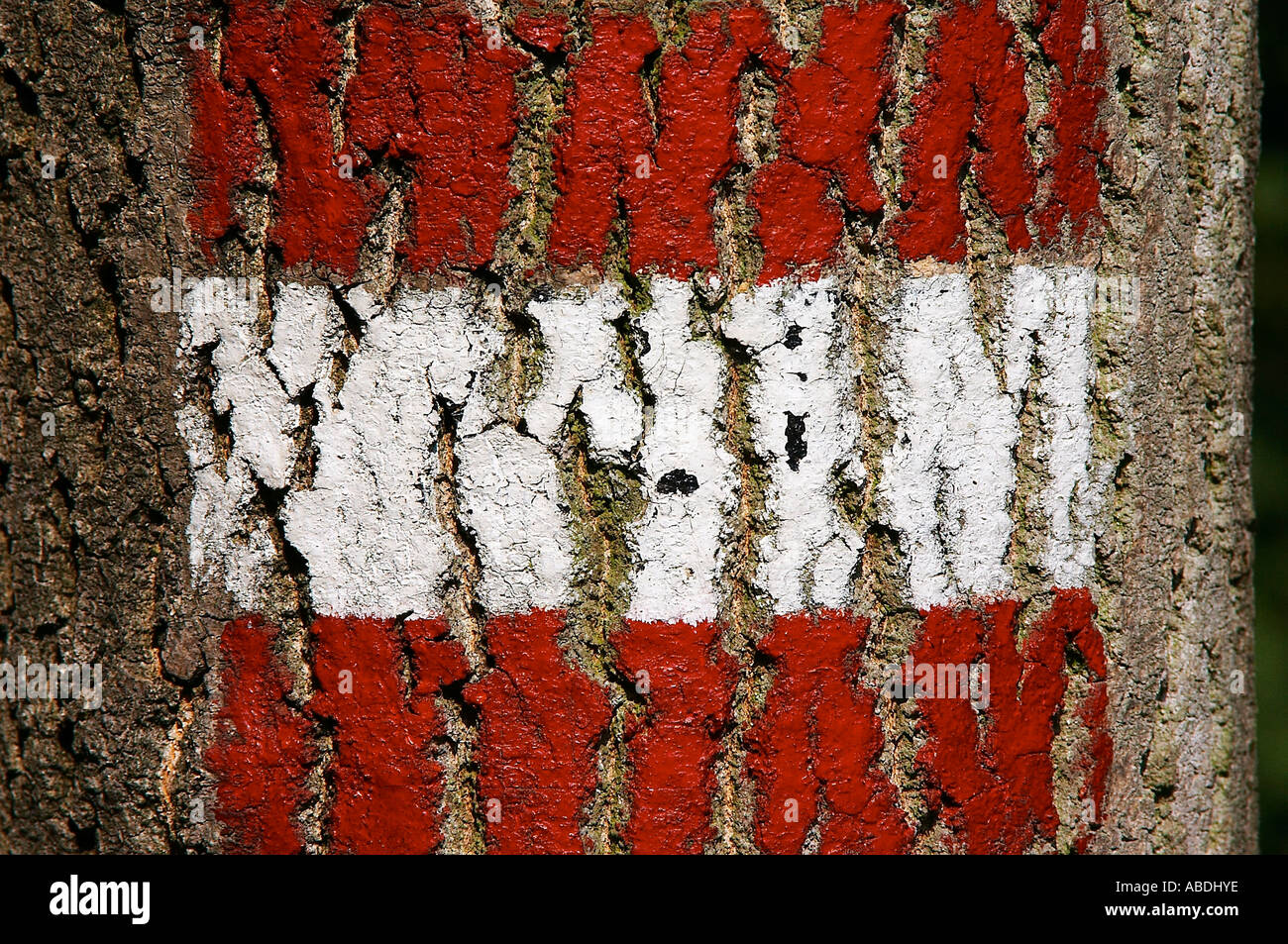 red-white-red walking mark Stock Photo - Alamy