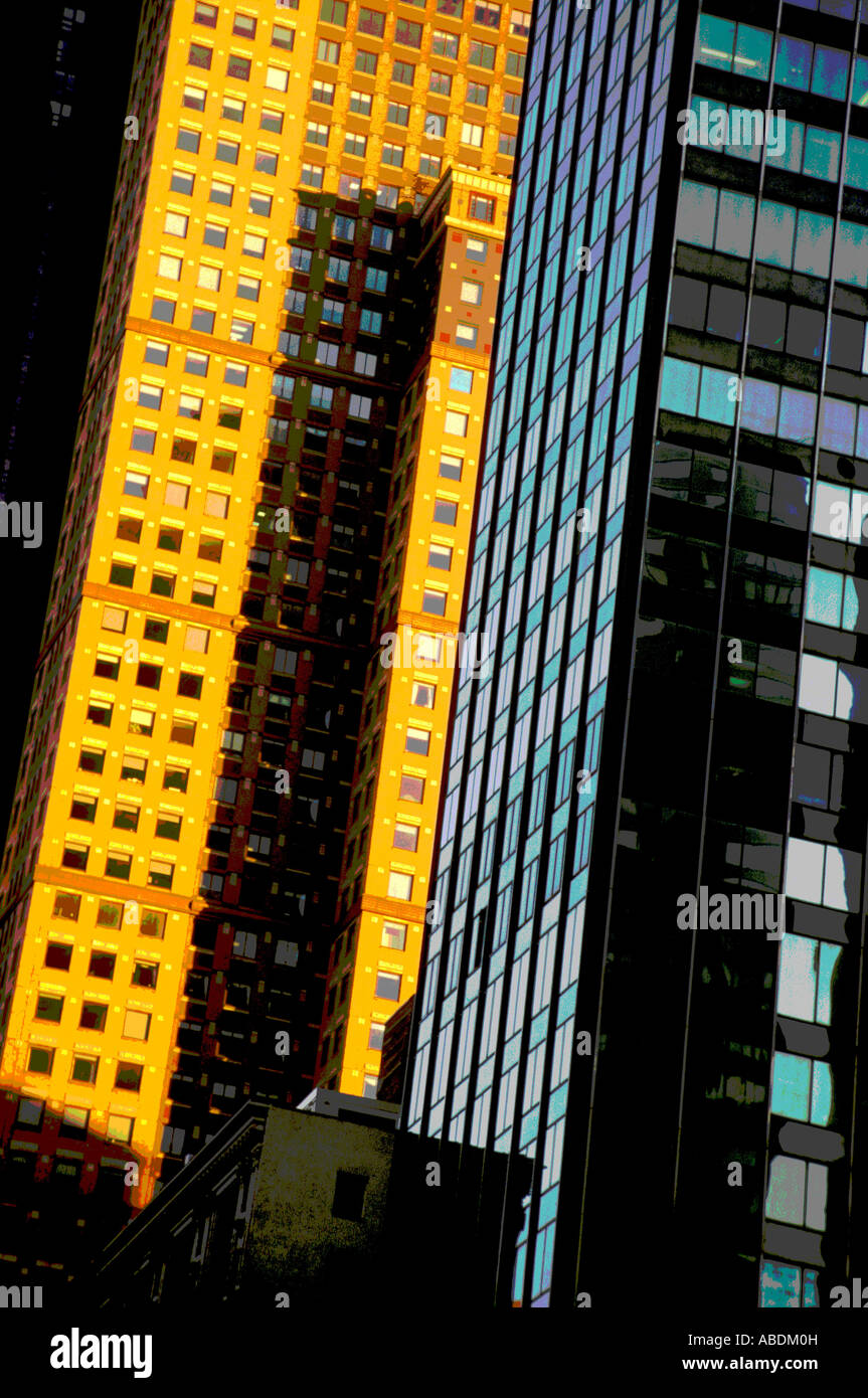 NYC skyscraper patterns shadows Stock Photo - Alamy