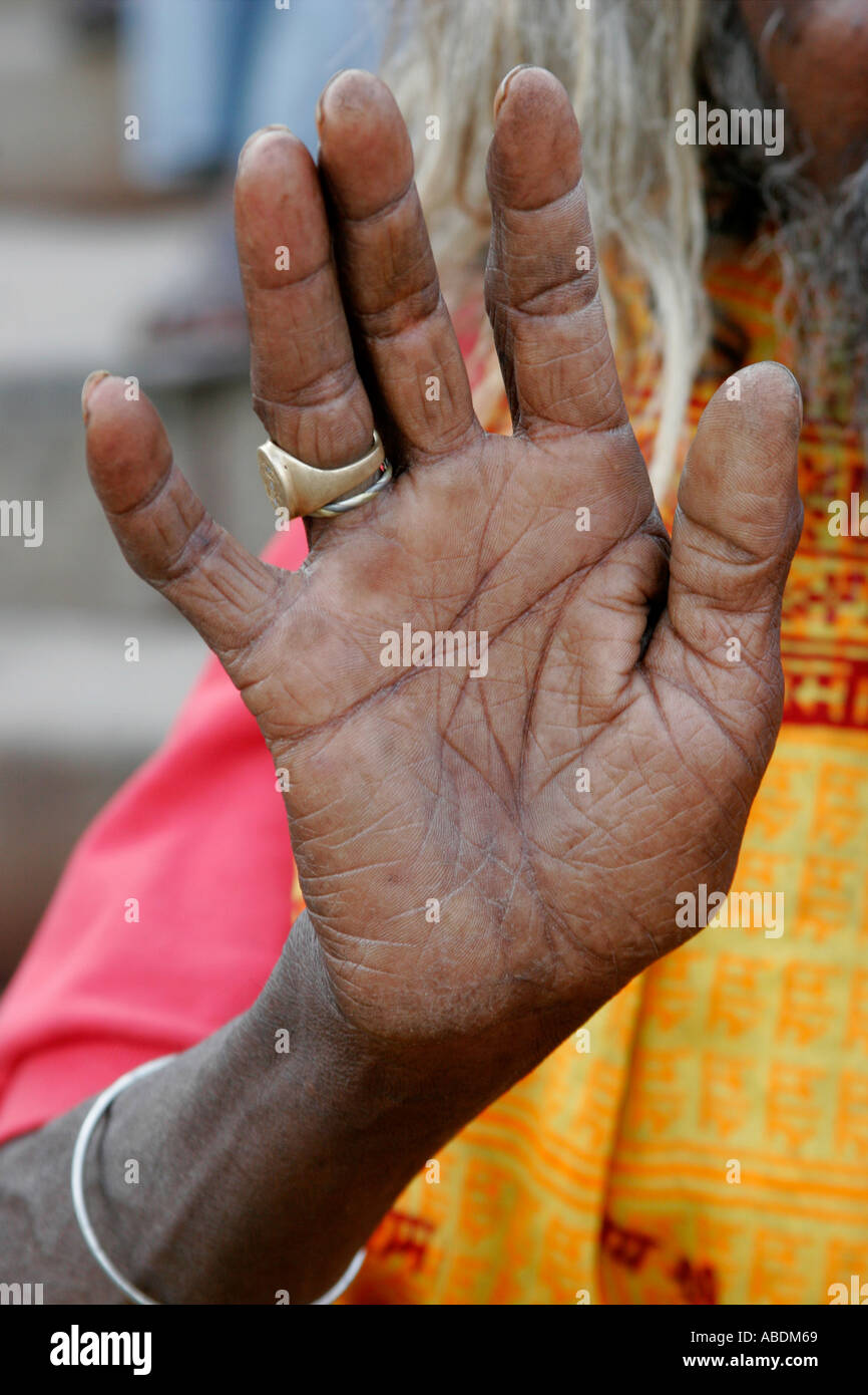 A Sadhu Raises His Hand Varanasi Uttar Pradesh India Stock Photo - Alamy
