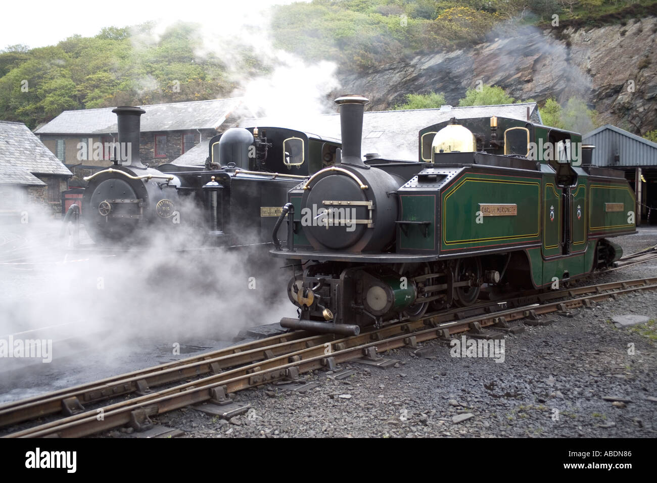 The Earl of Merioneth narrow gauge steam train at Boston Lodge works ...