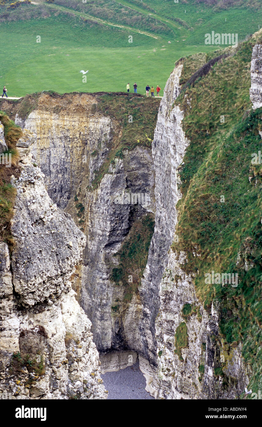 France, Normandy Etretat cliffs walker and people on top Stock Photo ...